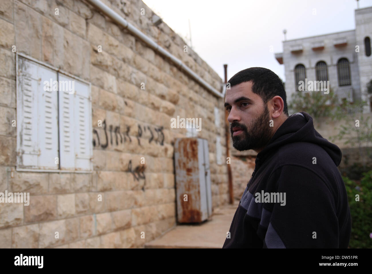 Ramallah, WestBank, Palestine, . 27th Feb, 2014. Torched house in the ...