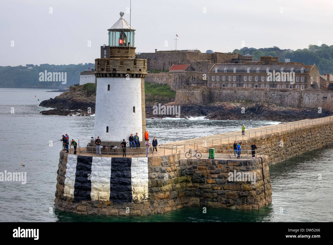 lighthouse Castle Pier St Stock Photo - Alamy