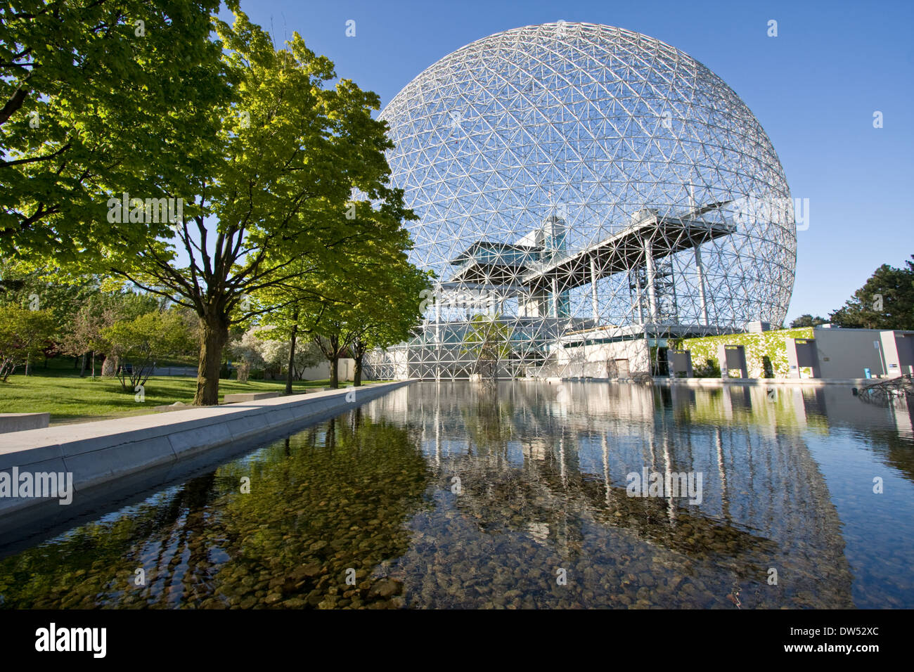 Biosphere of Montreal with nice reflections in springs, Canada Stock ...