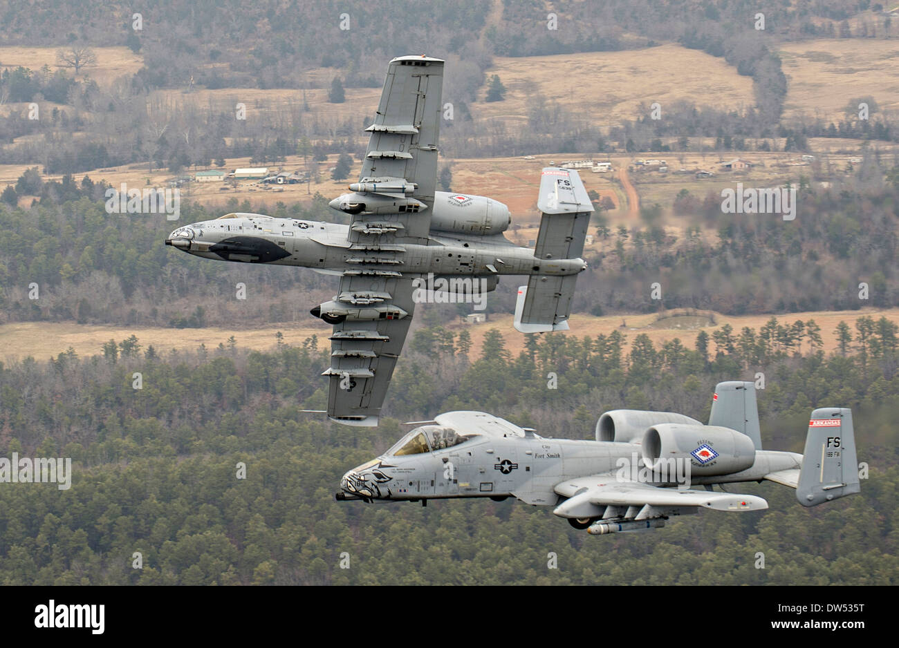 US Air Force A-10 Thunderbolt II aircraft fly in formation during a ...