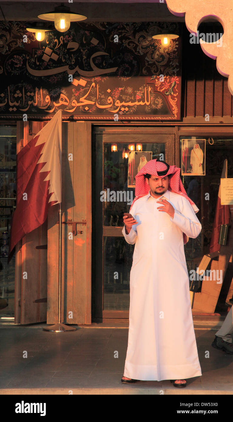 Qatar, Doha, Souq Waqif, street scene, man, shop Stock Photo - Alamy