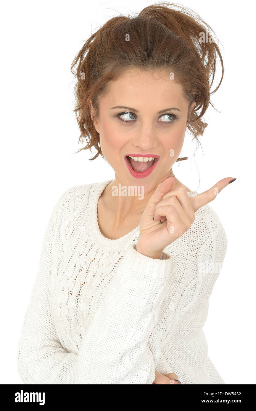 Young Woman Pointing Stock Photo - Alamy