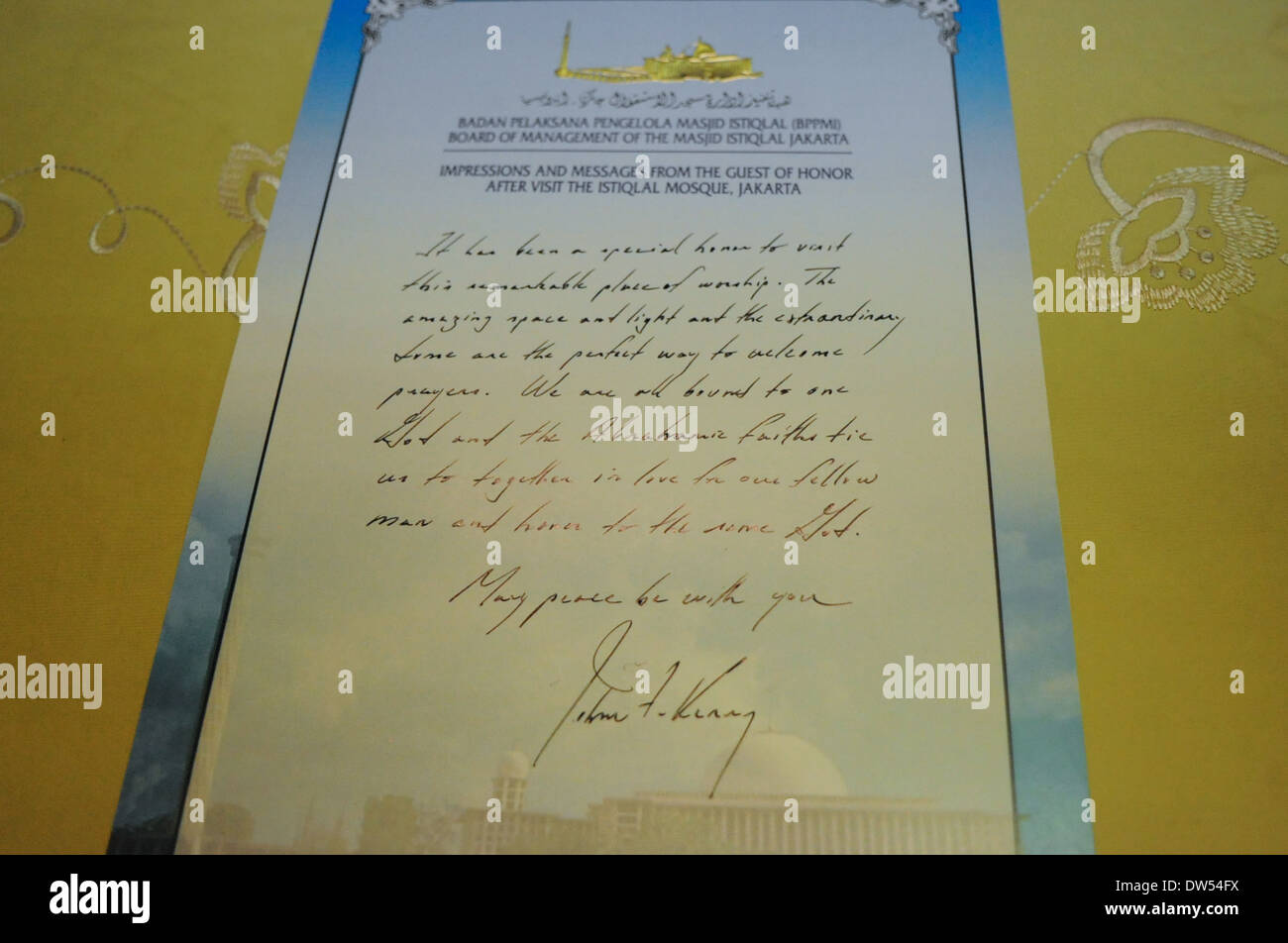 Message From Secretary Kerry After Visiting Istiqlal Mosque Stock Photo ...