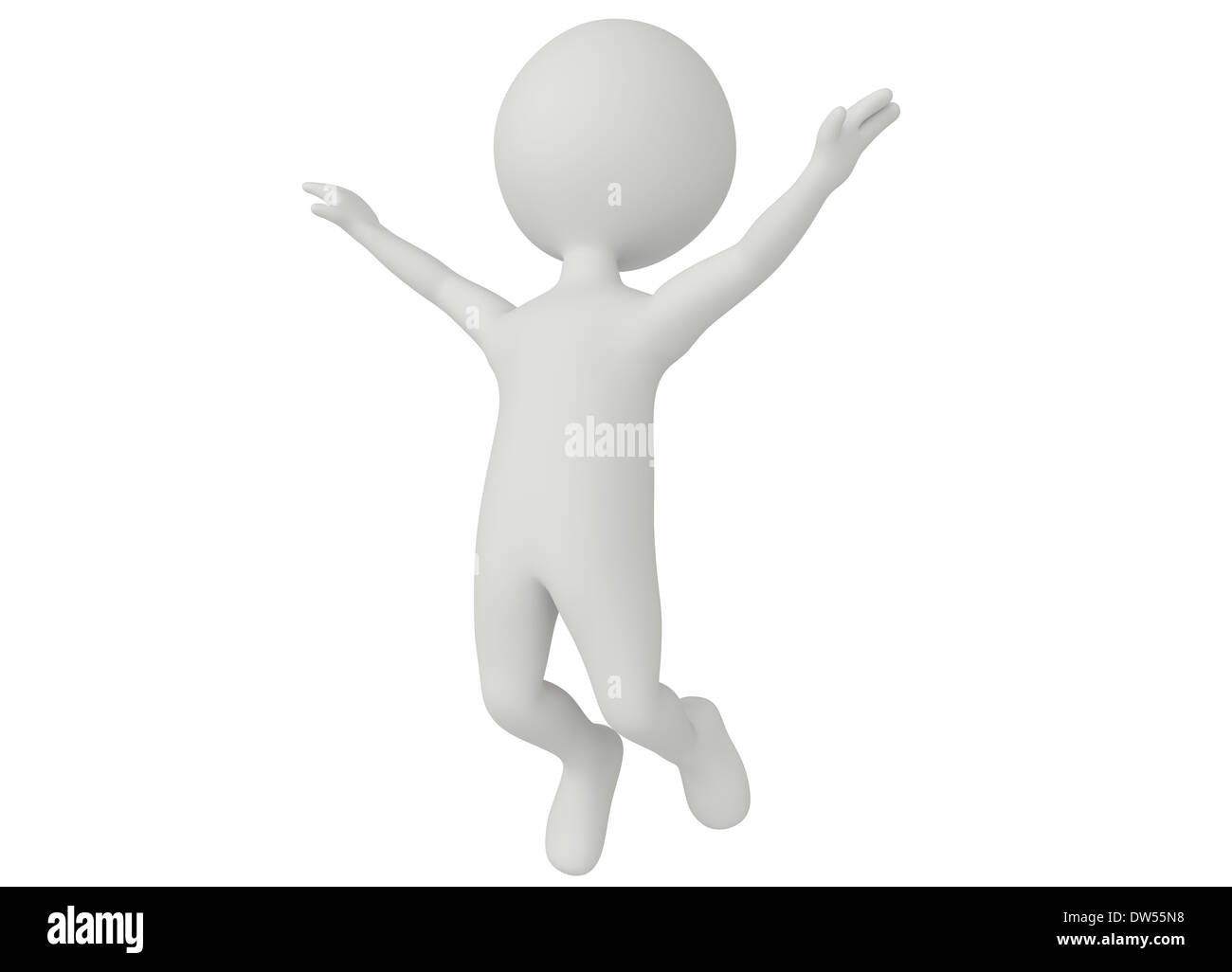 3d humanoid character jumping in the air on white Stock Photo - Alamy
