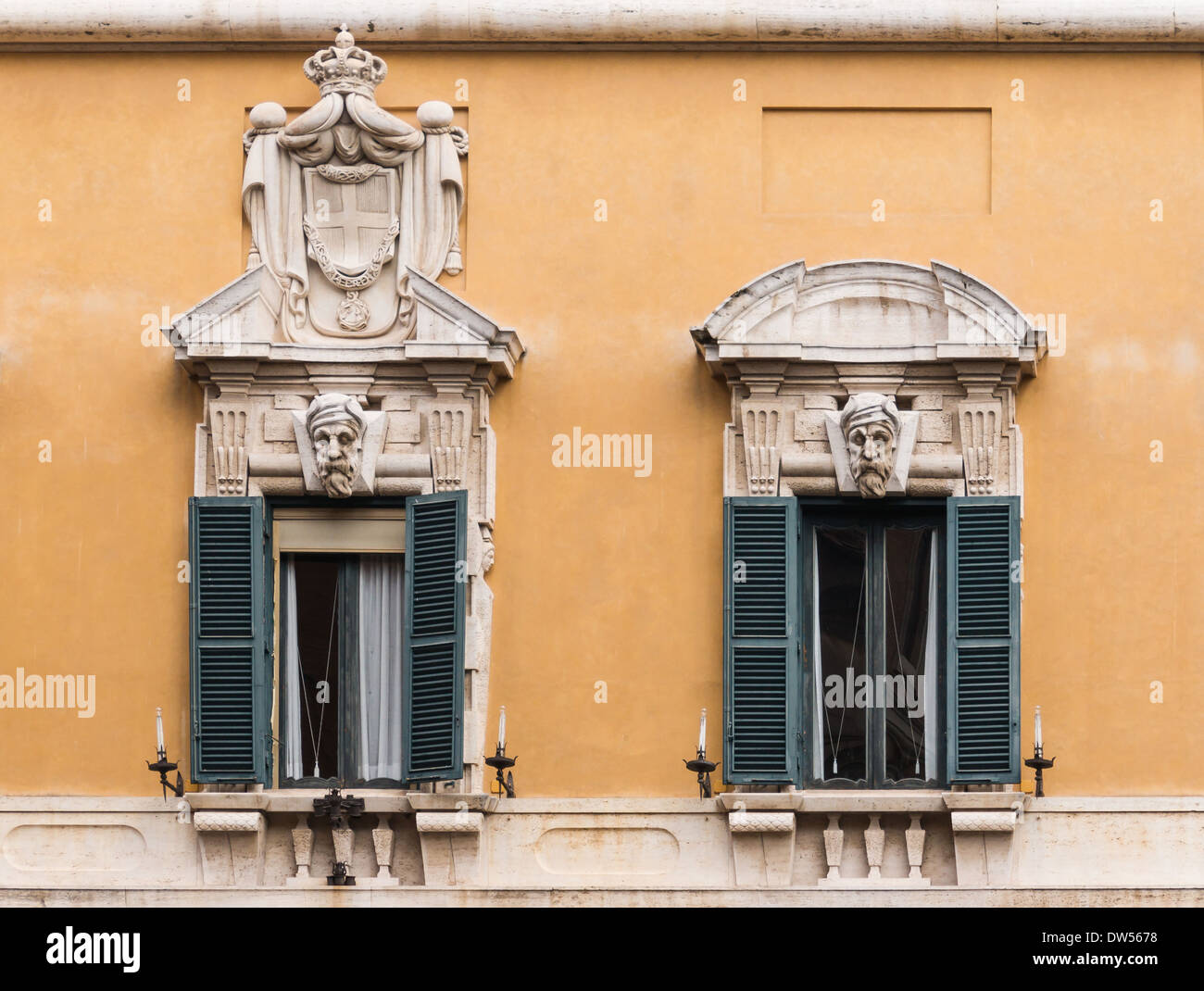 Two windows displaying the Coat of Arms (CoA) of the Kings of Italy ...