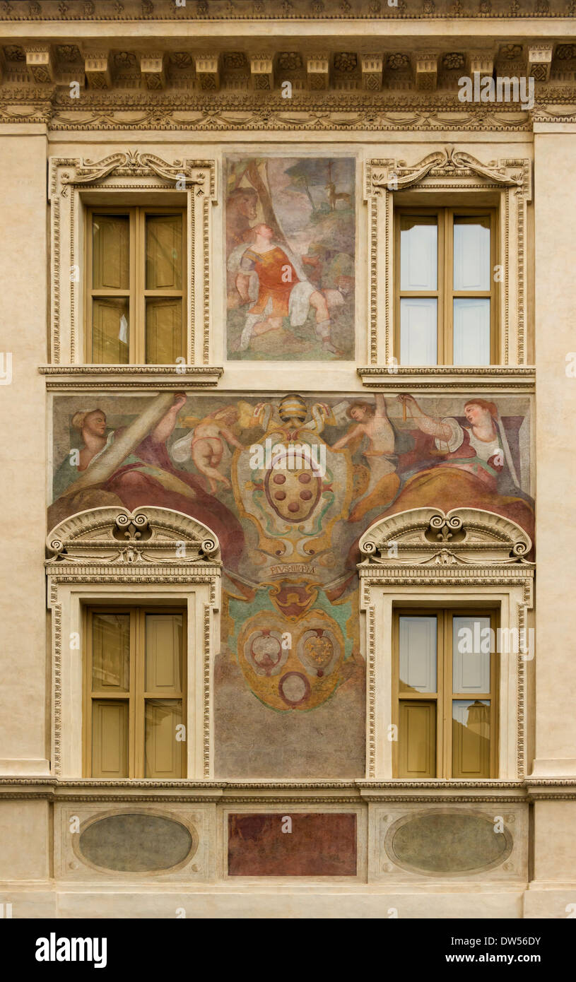 The fresco on the facade of the CoA of Pope Pius IV in Piazza di San ...