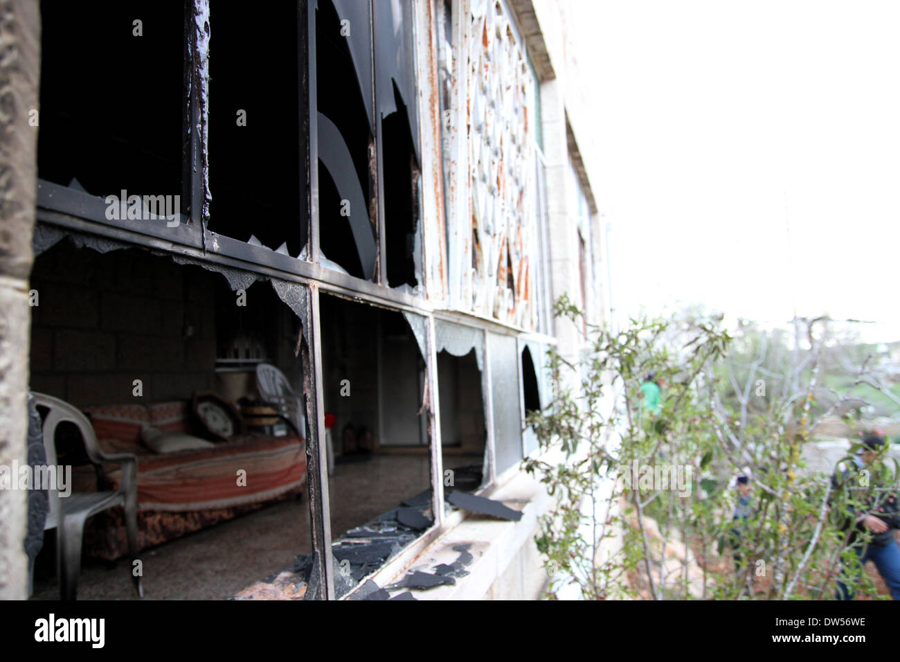 Ramallah, Palestine. 27th Feb, 2014. Torched house in the West Bank ...