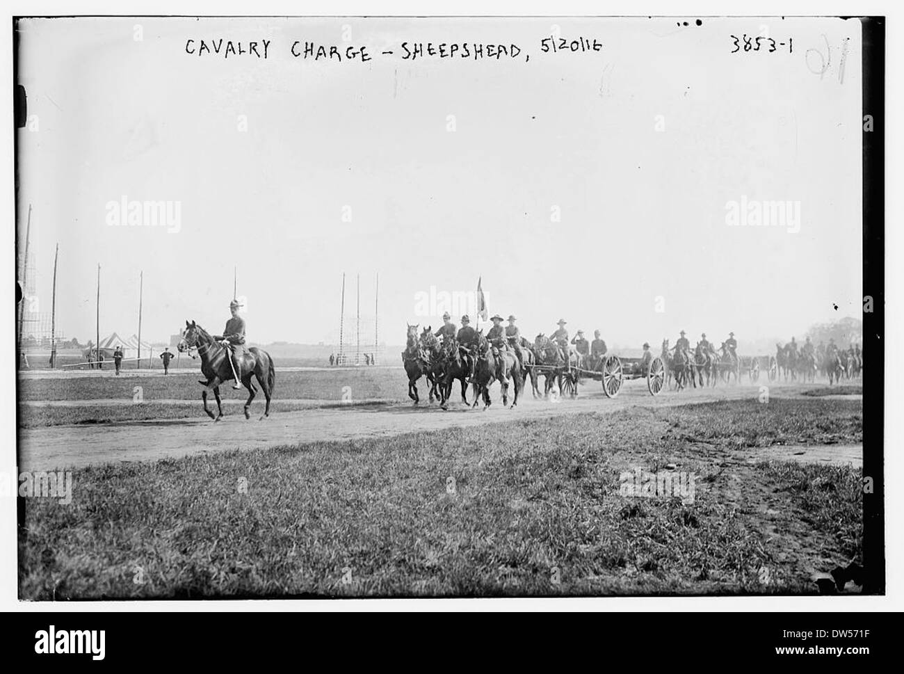 This photograph, taken in 1916, captures a cavalry charge at Sheepshead ...