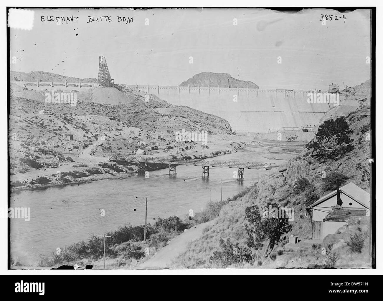 The Elephant Butte Dam, captured in this vintage photograph from the ...