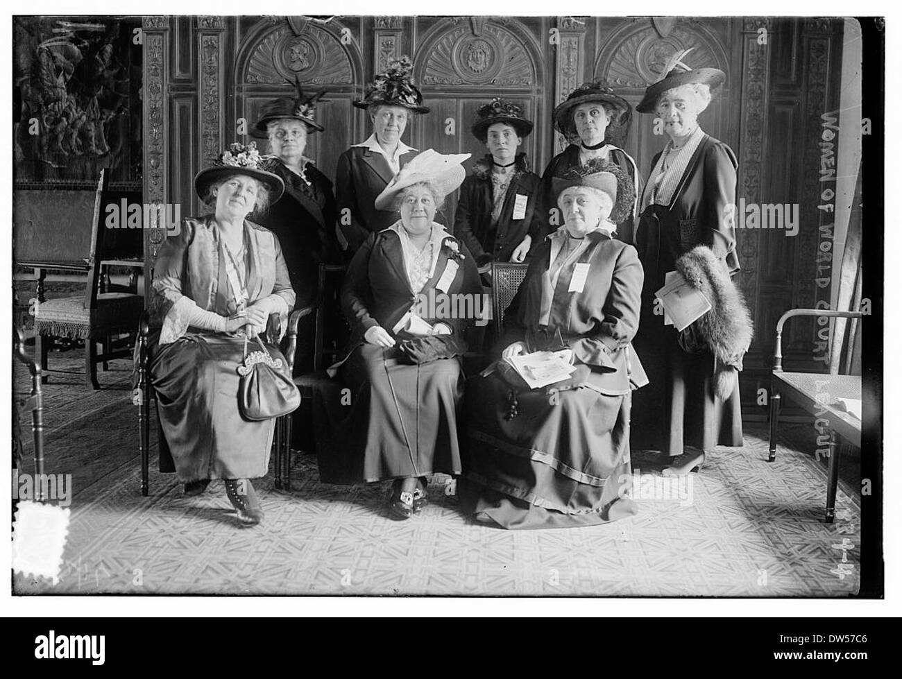 This historical photograph shows the women of the World Court League ...