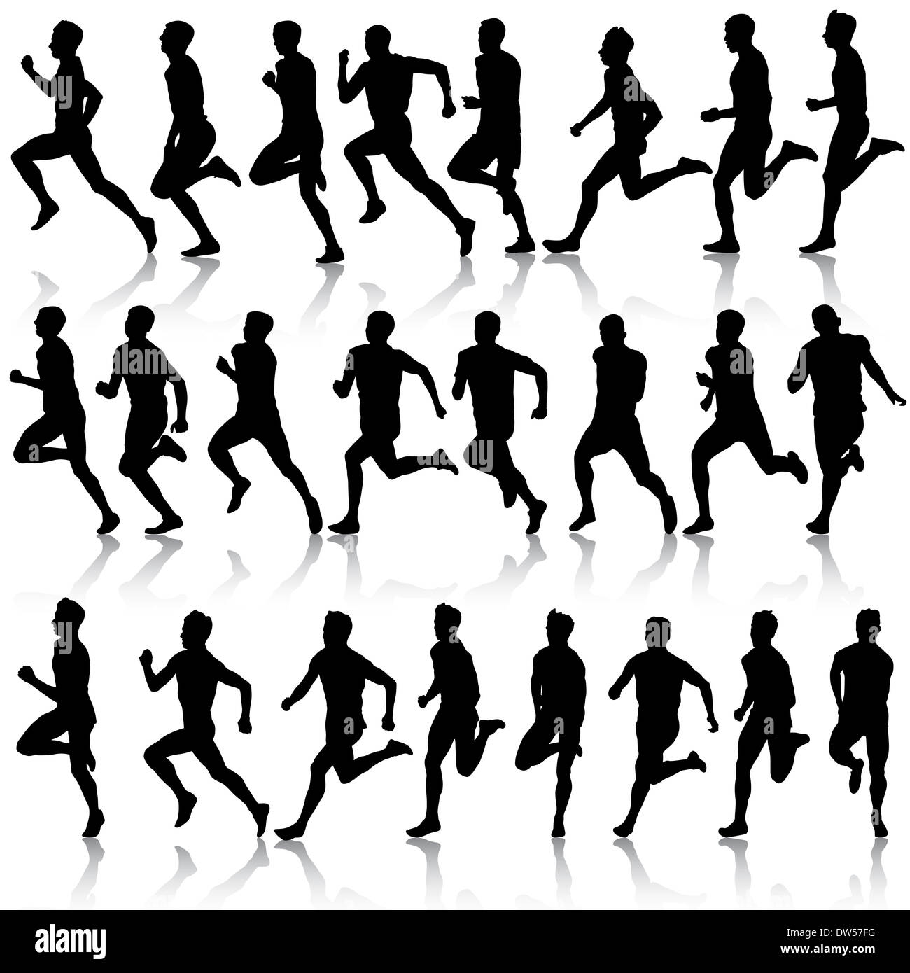Set of silhouettes. Runners on sprint, men. vector illustration Stock ...
