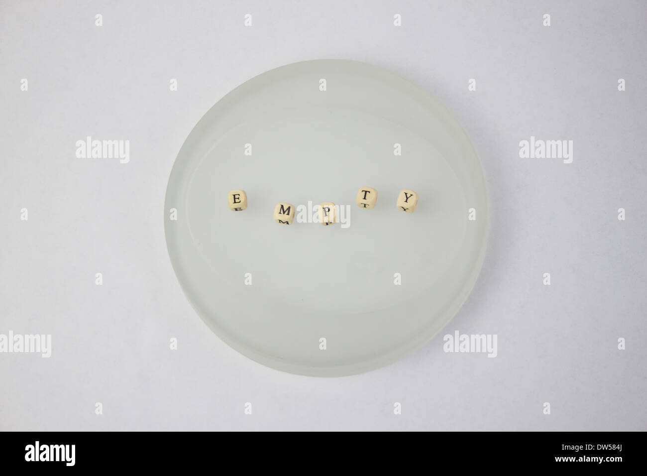 empty, showing an empty plate by spelling the word "empty" with small ...