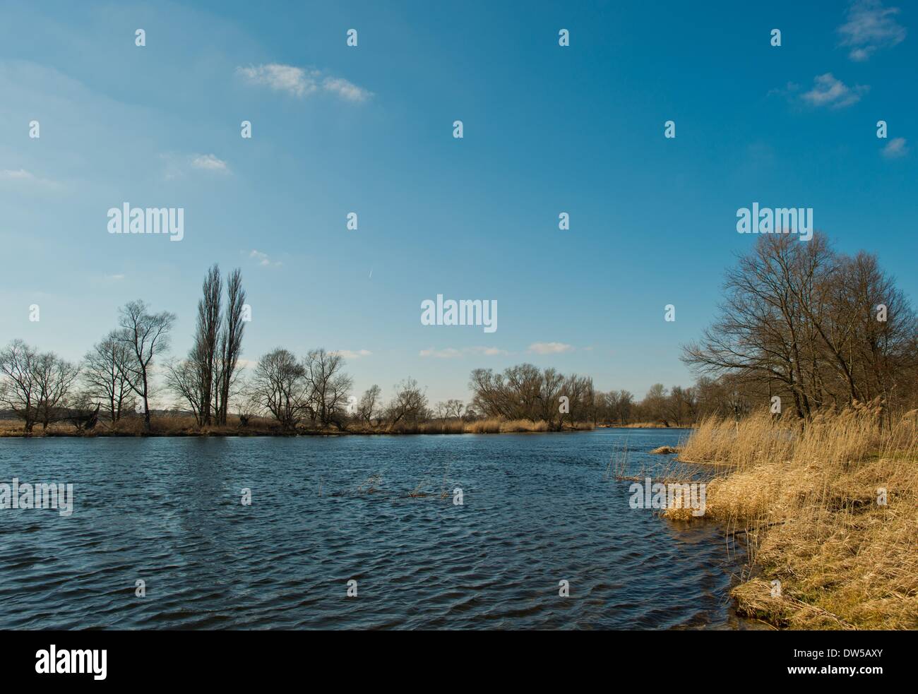 The Havel River flows through Westhavelland Natural Park near Guelpe ...