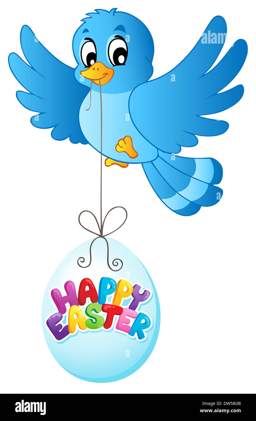 Blue bird with Easter egg - picture illustration Stock Photo - Alamy
