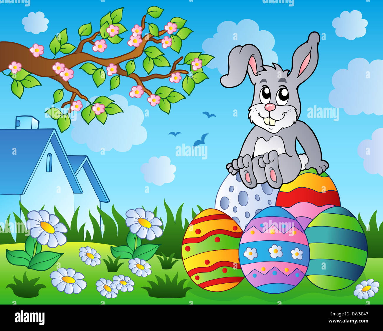 Easter bunny theme image 9 - picture illustration Stock Photo - Alamy