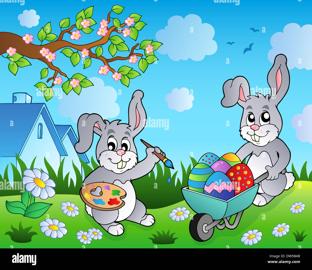 Easter bunny topic image 2 - picture illustration Stock Photo - Alamy