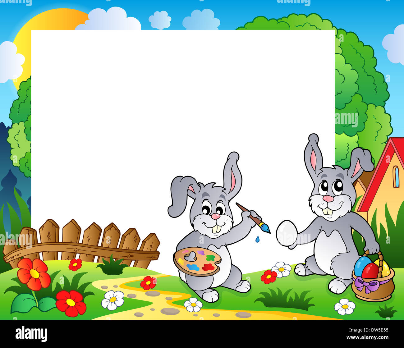 Frame with Easter bunny theme 9 - picture illustration Stock Photo - Alamy