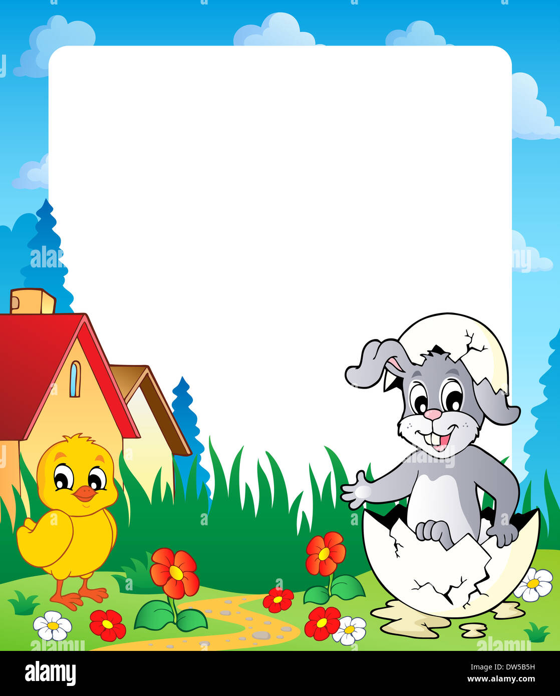 Frame with Easter bunny topic 8 - picture illustration Stock Photo - Alamy