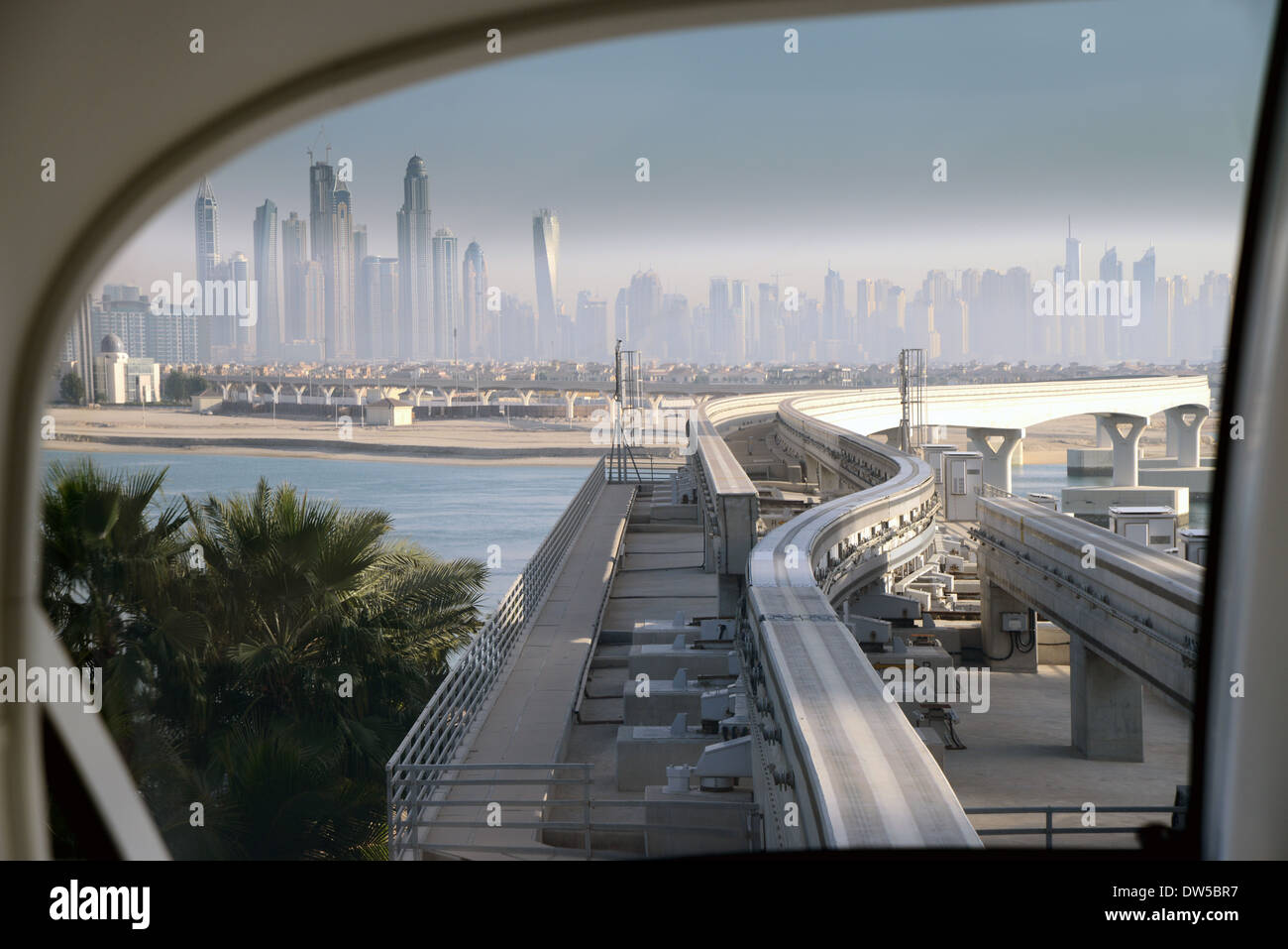 DUBAI - The view from the PALM monorail heading to Dubai city Stock ...