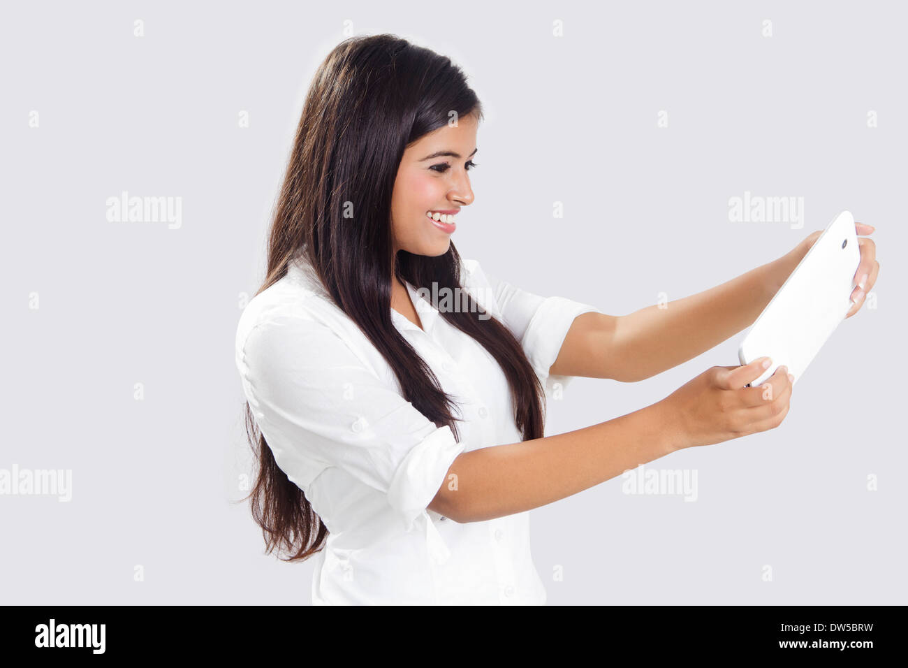 indian Business Woman Watching phone Stock Photo - Alamy