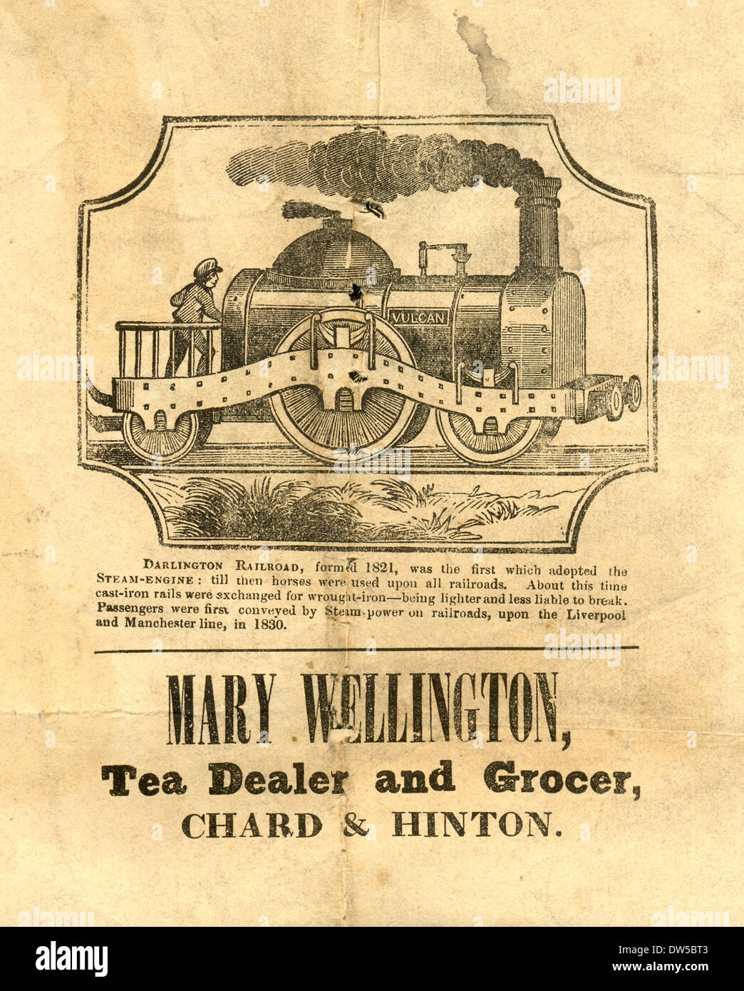 Tea wrapper for Mary Wellington, Tea Dealer and Grocer Stock Photo - Alamy