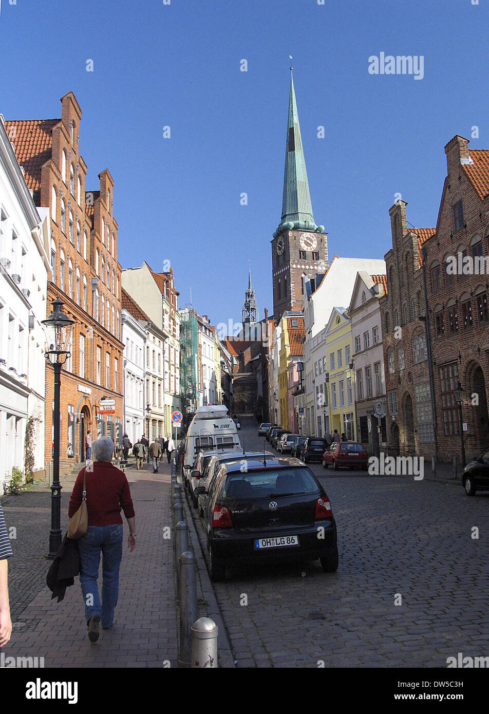 The St. Jacob's Church can be seen from a distance by the four balls of ...