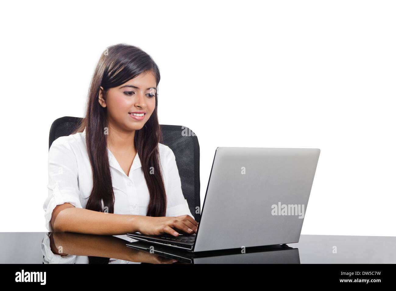 indian Business Woman Laptop Working Stock Photo - Alamy
