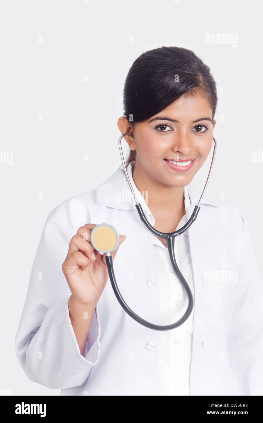 indian ladies Doctor Showing Stethoscope Stock Photo - Alamy