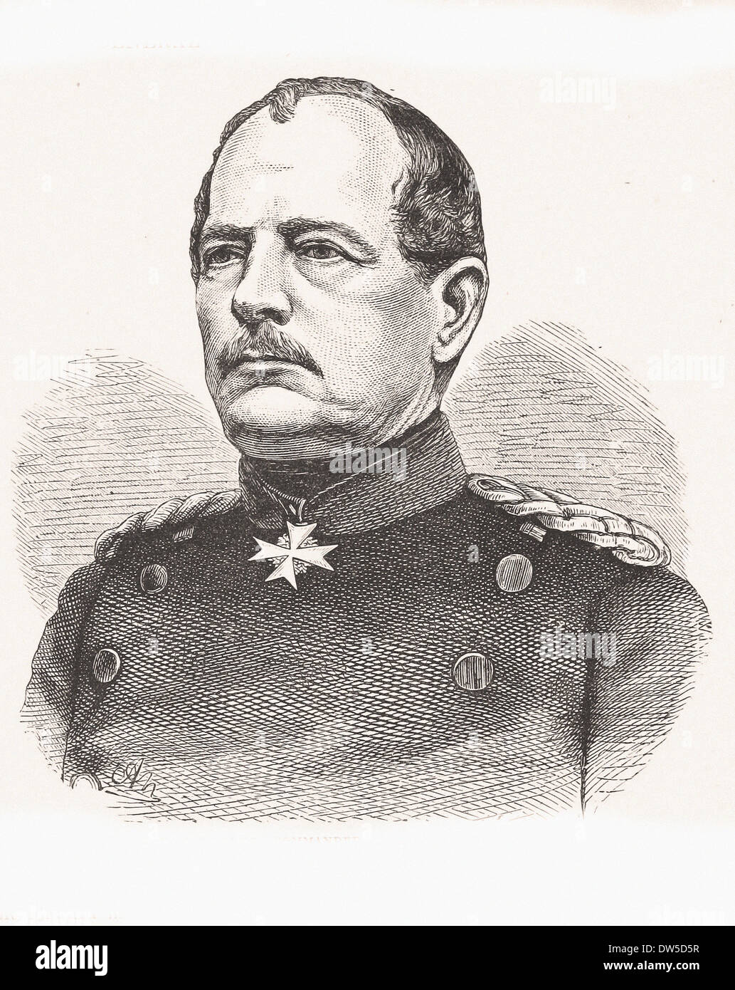 Portrait of Général von Werder - Engraving XIX th century Stock Photo ...