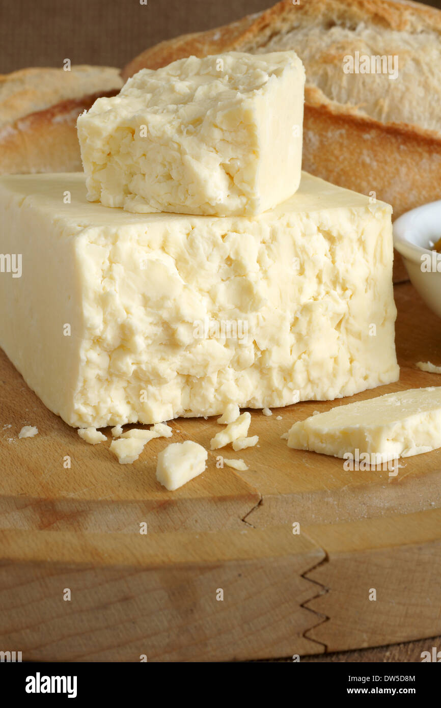 Cheshire a traditional dense and crumbly white British cheese Stock ...