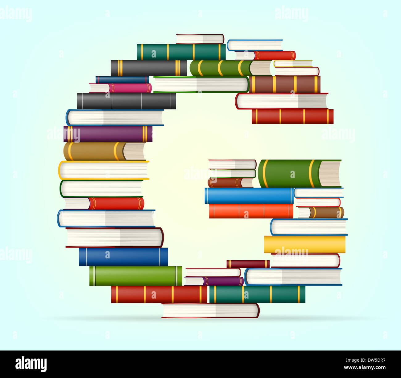 Alphabet from stacks of multi colored books Stock Photo - Alamy