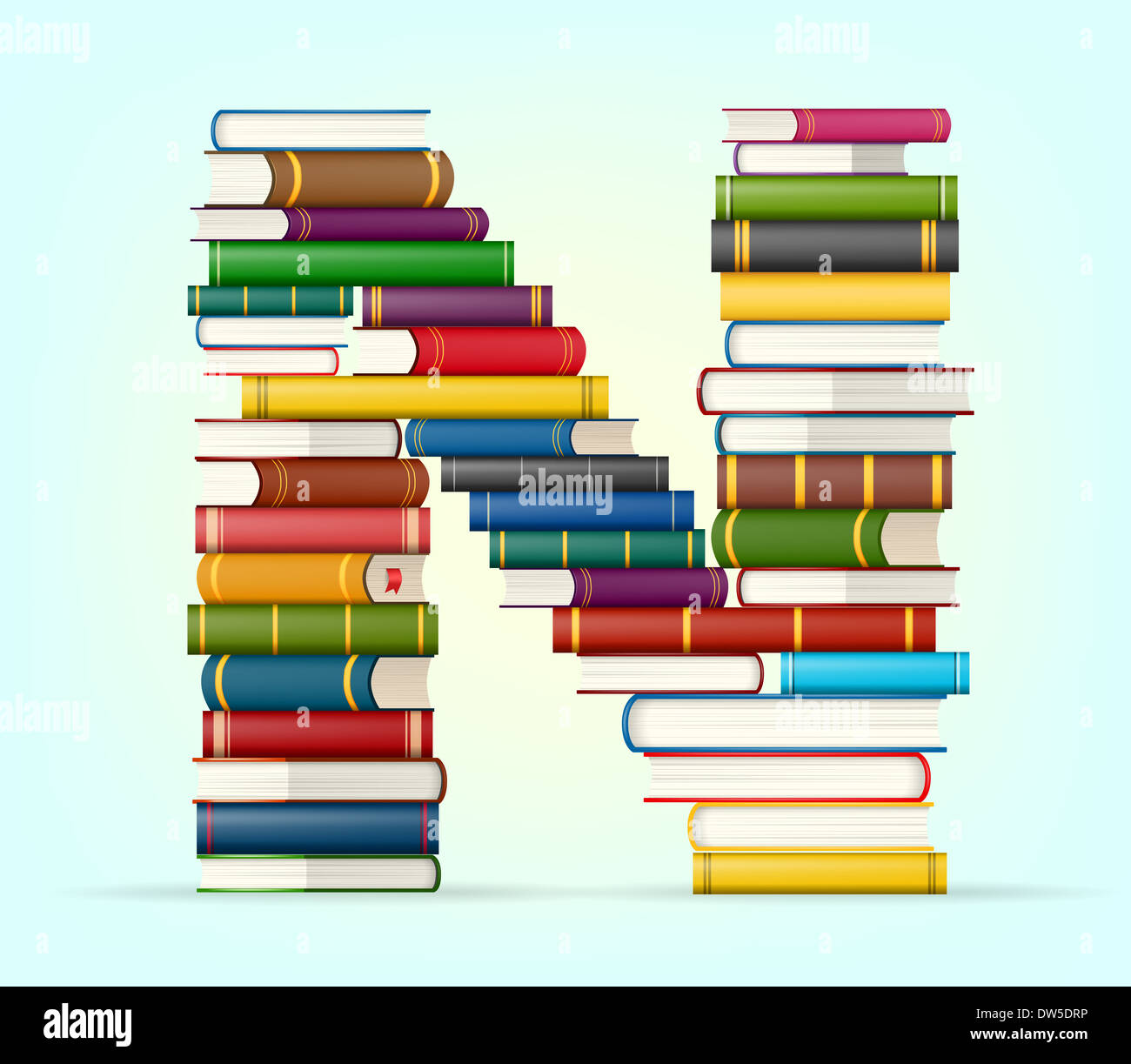 Alphabet from stacks of multi colored books Stock Photo - Alamy