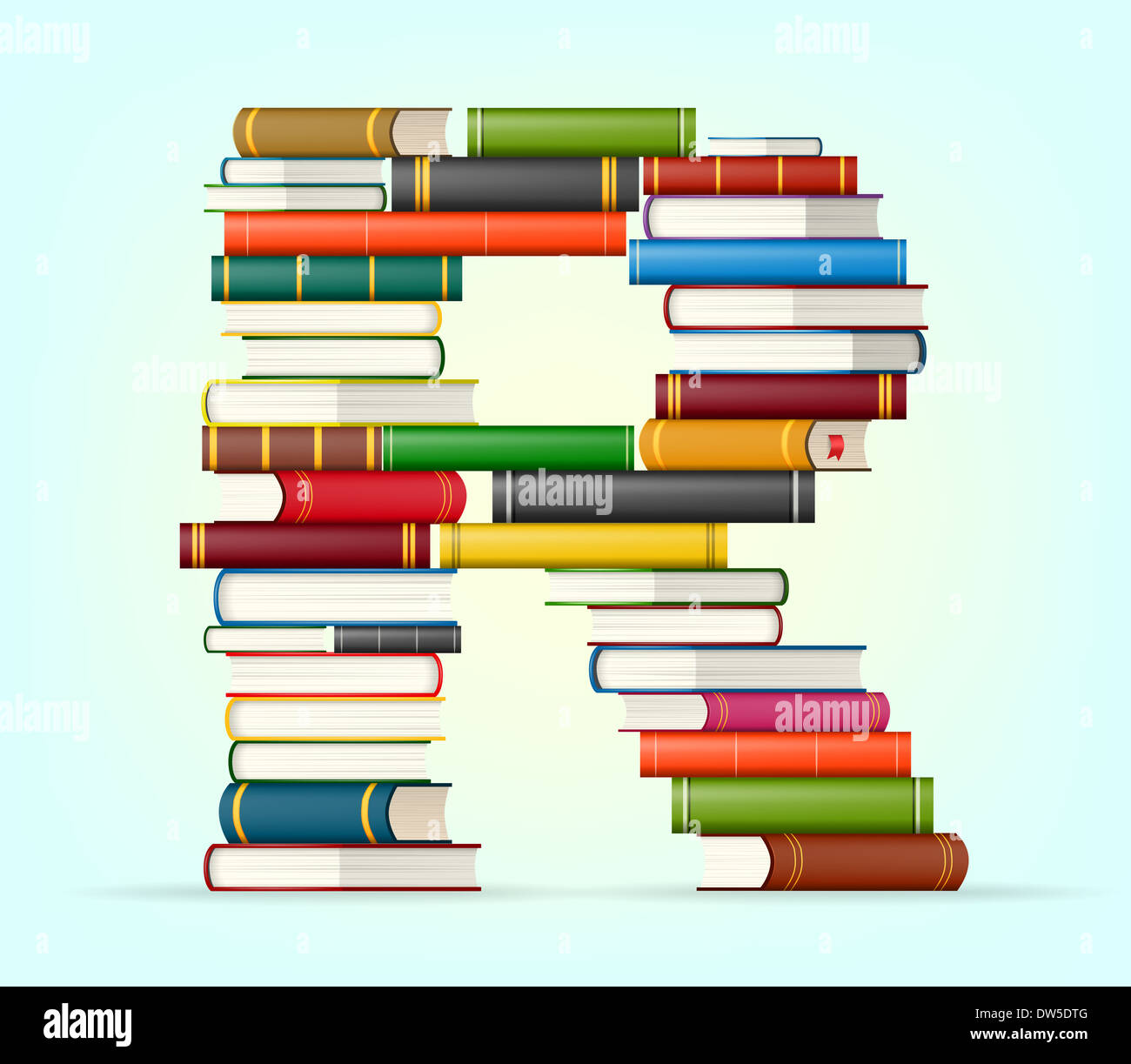 Alphabet from stacks of multi colored books Stock Photo - Alamy
