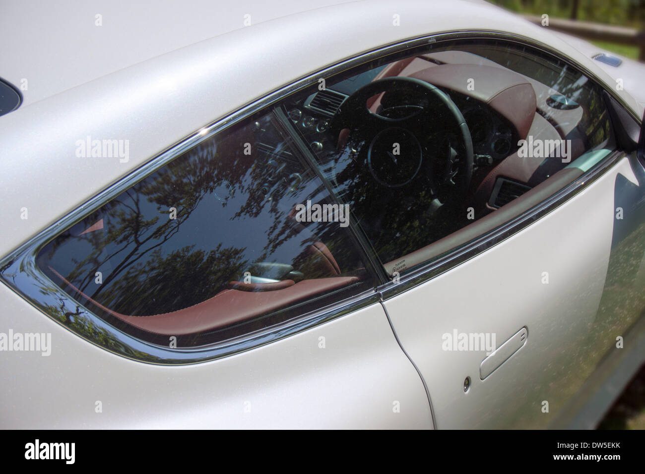 Detail of an Aston Martin DB9, side windows, built in 2012, Coupe, V12 ...