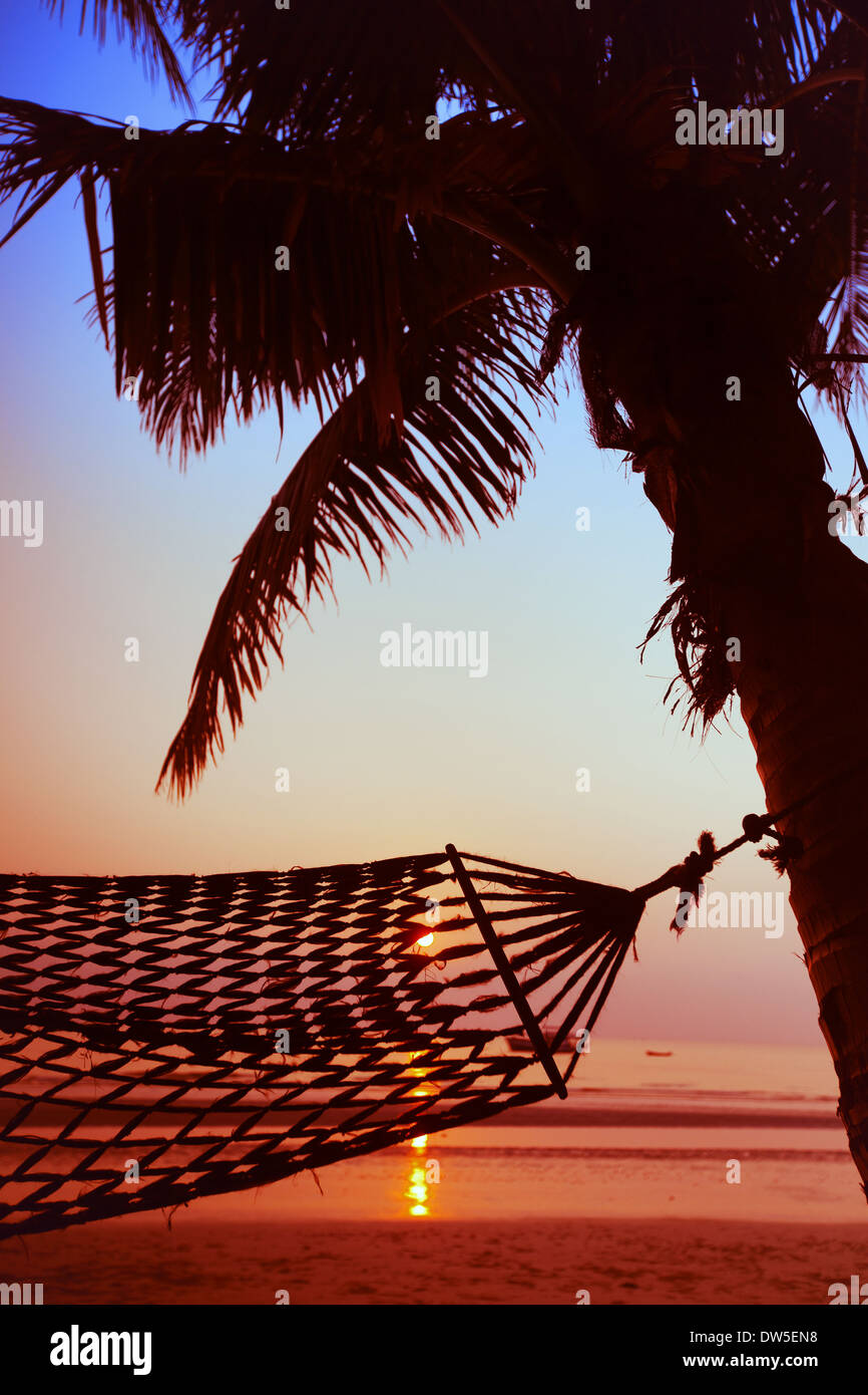 hammock on the beach by sunset Stock Photo - Alamy