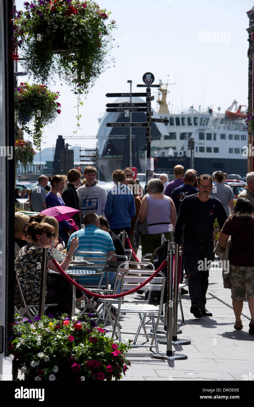 Stornoway town centre and ferry Stock Photo - Alamy