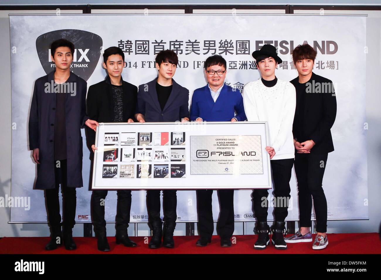 Taipei, China. 27th Feb, 2014. Korean pop group FTISLAND at press ...