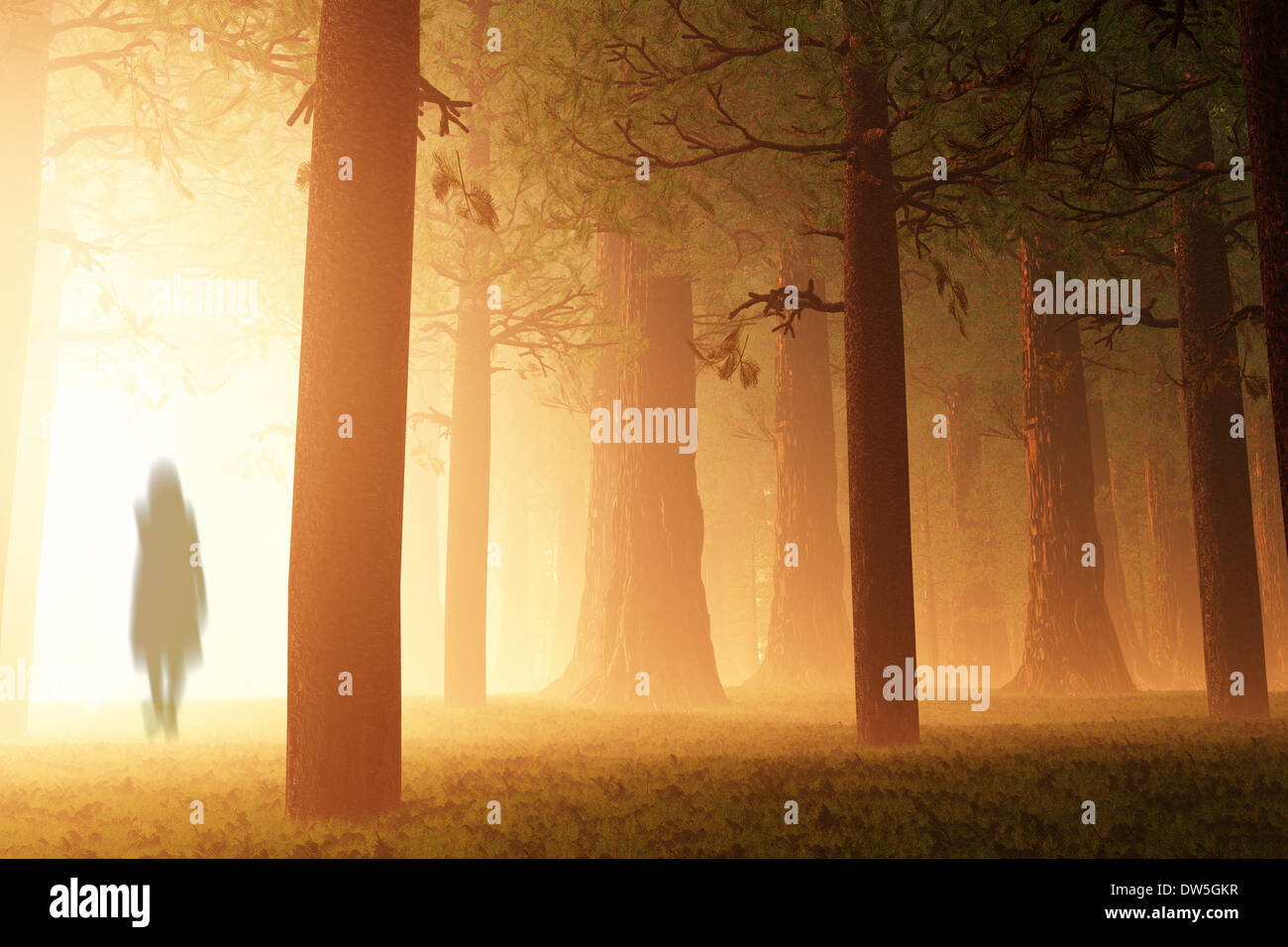 Magic Forest with Japanese Ghost Yurei 3D artwork Stock Photo - Alamy