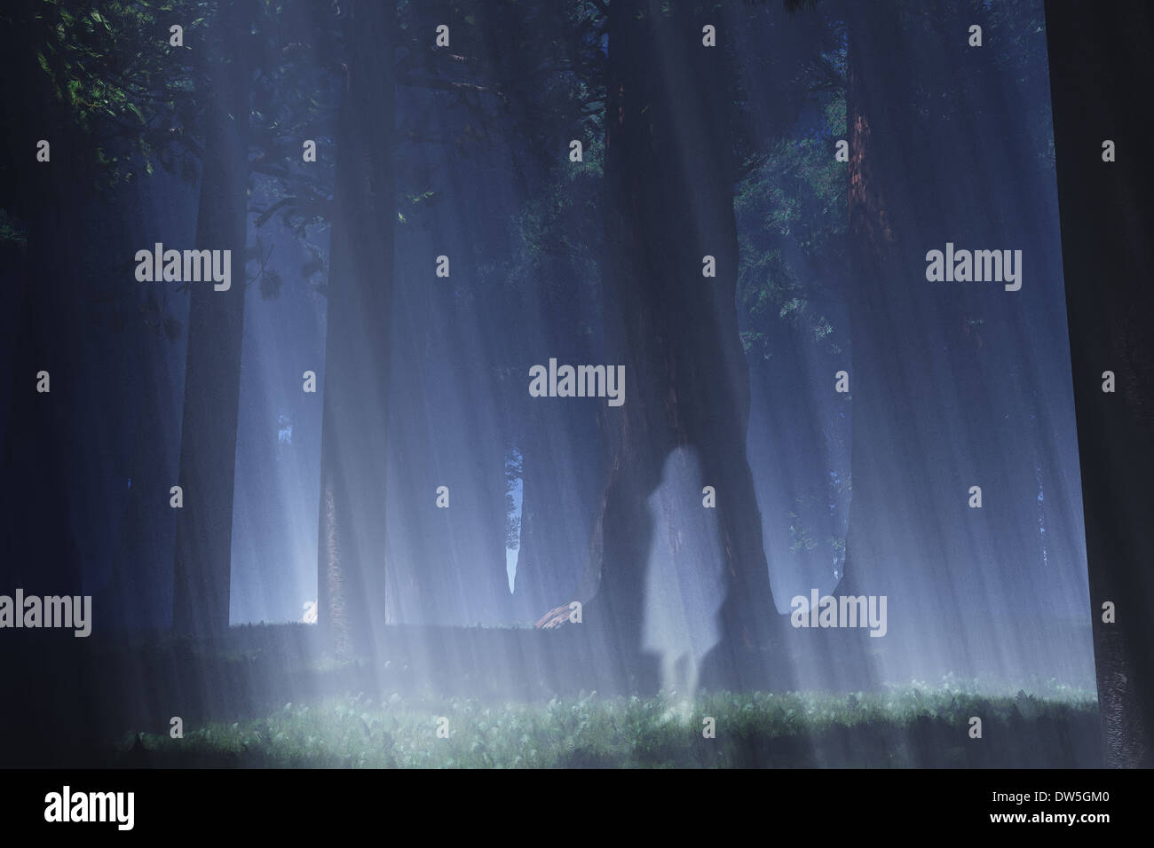 Magic Forest with Japanese Ghost Yurei 3D artwork Stock Photo - Alamy