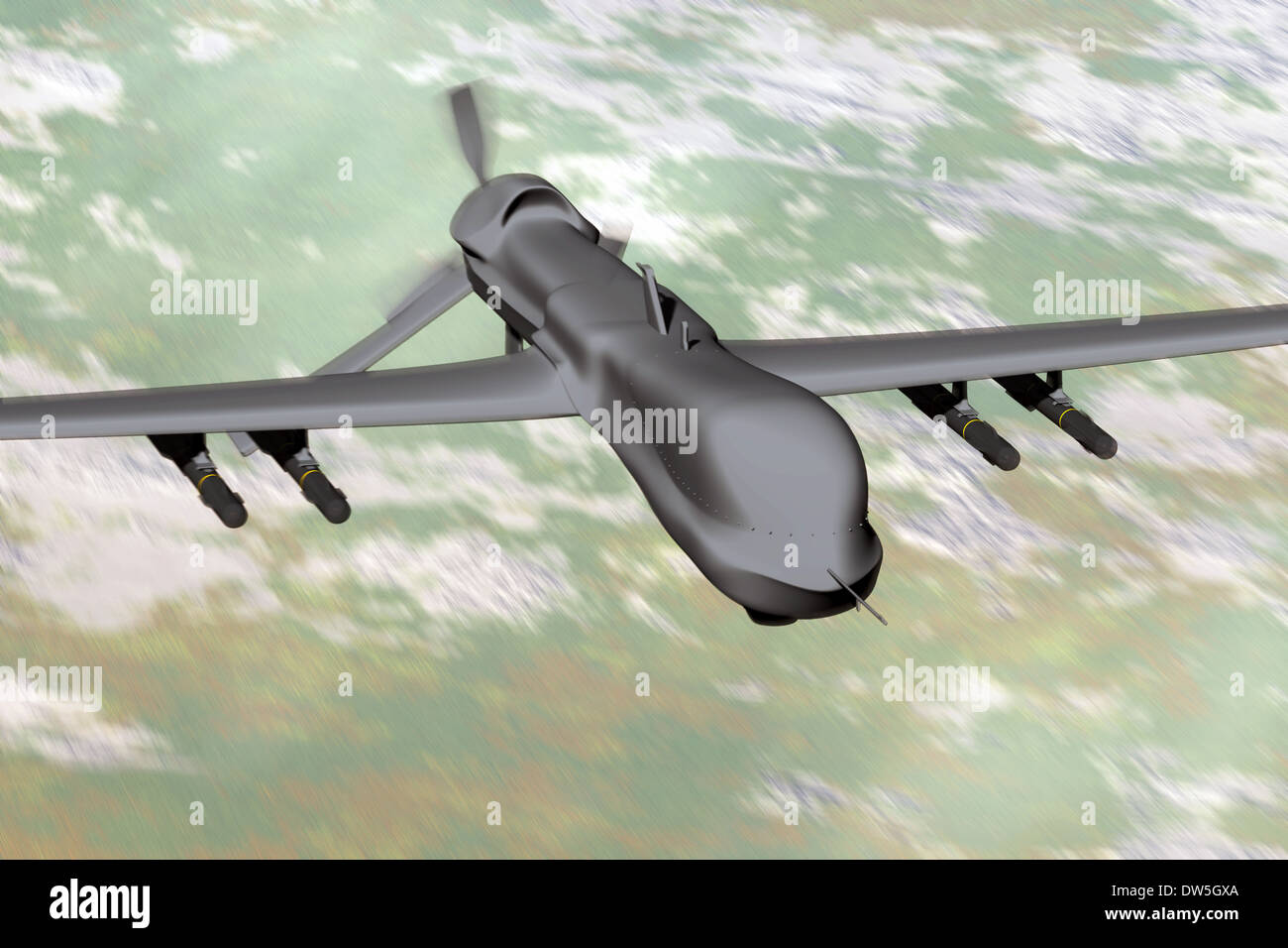 MQ1 Predator Type Drone 3D artwork UAV Drone flying in mission Stock ...