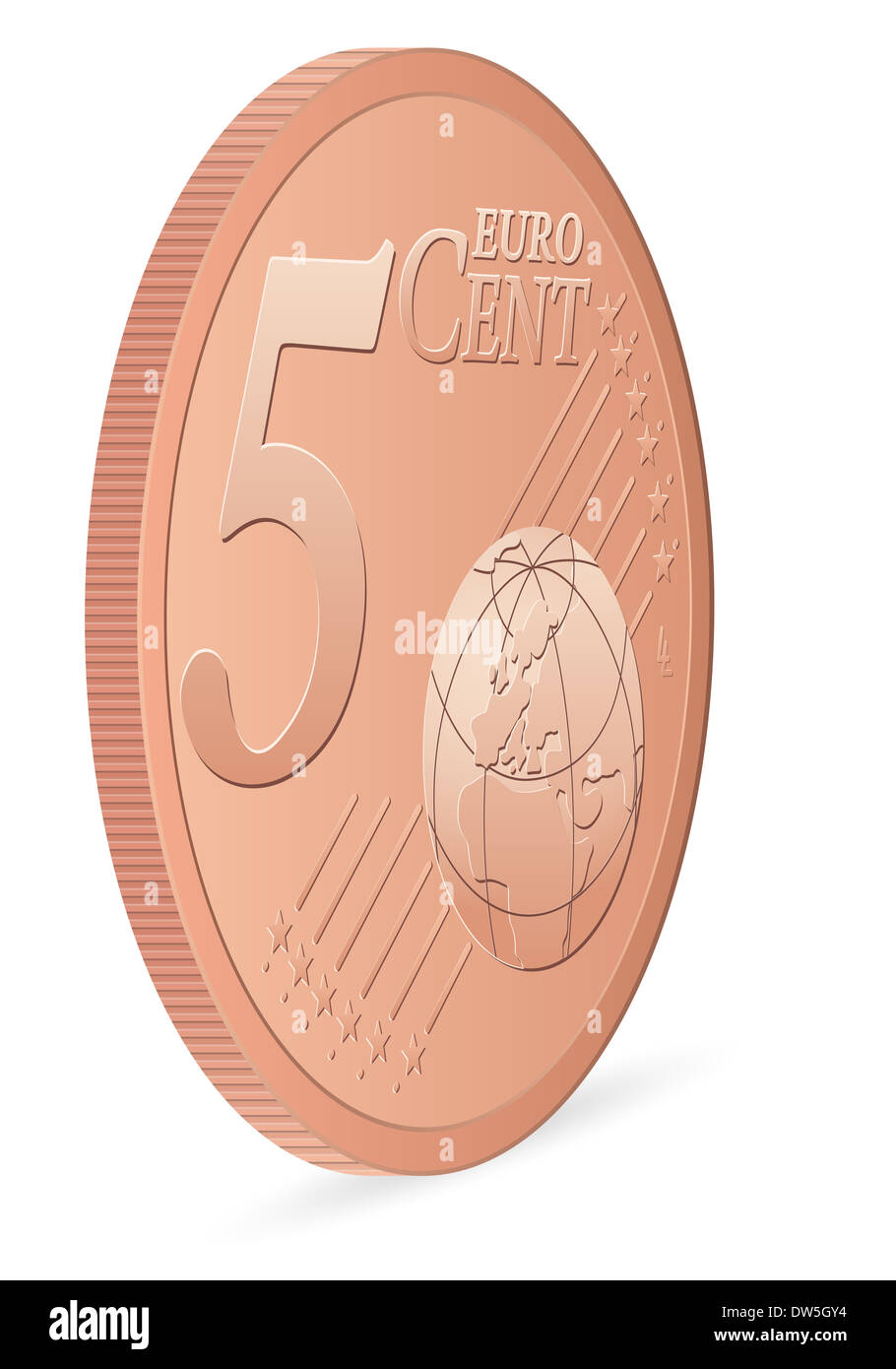 five euro cent coin on a white background. Vector illustration Stock ...