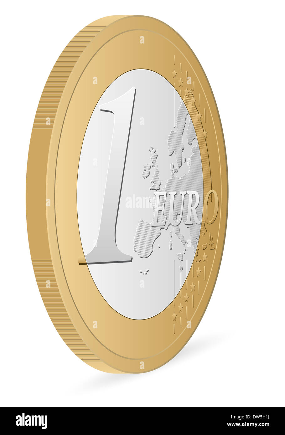 one euro coin on a white background. Vector illustration Stock Photo ...