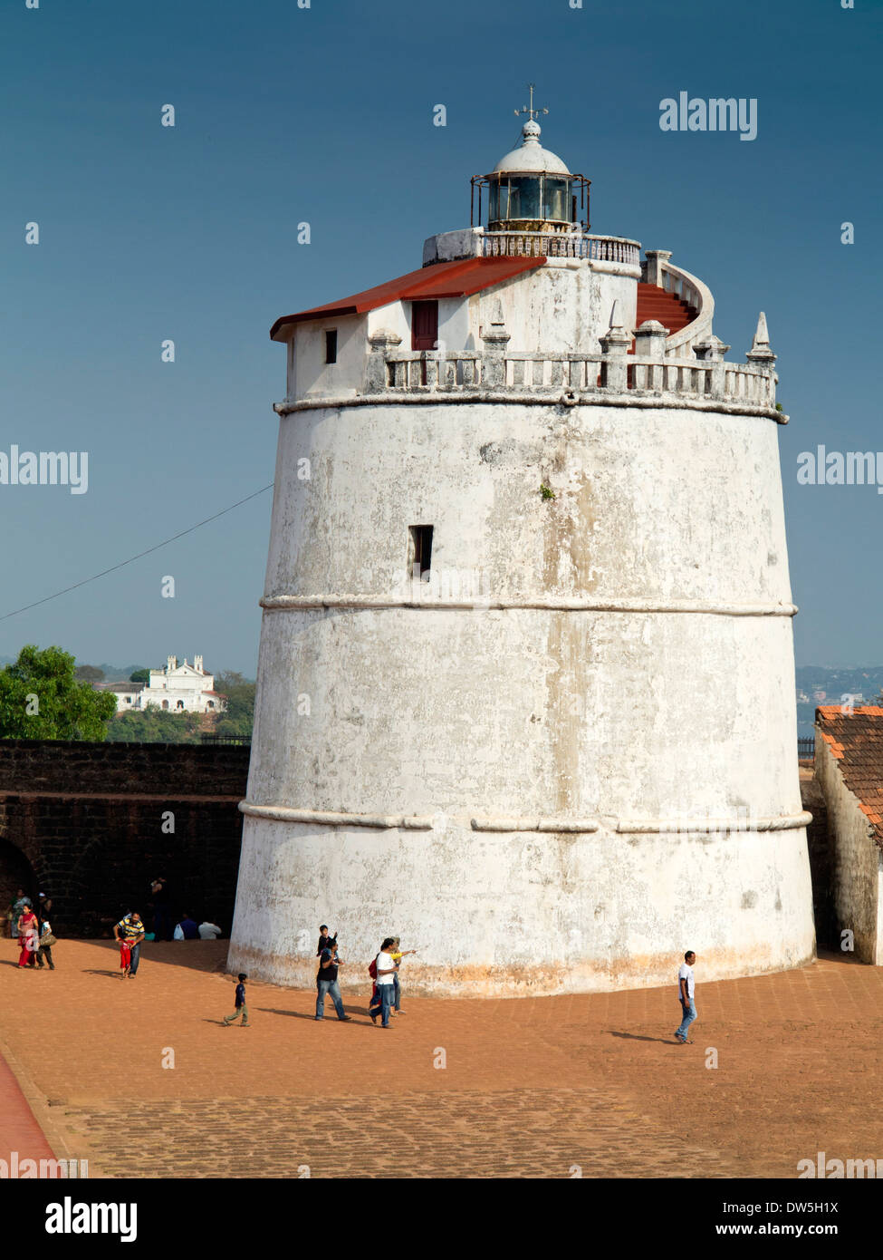 India, Goa, Panjim, Fort Aguada, old Portuguese fort lighthouse Stock ...