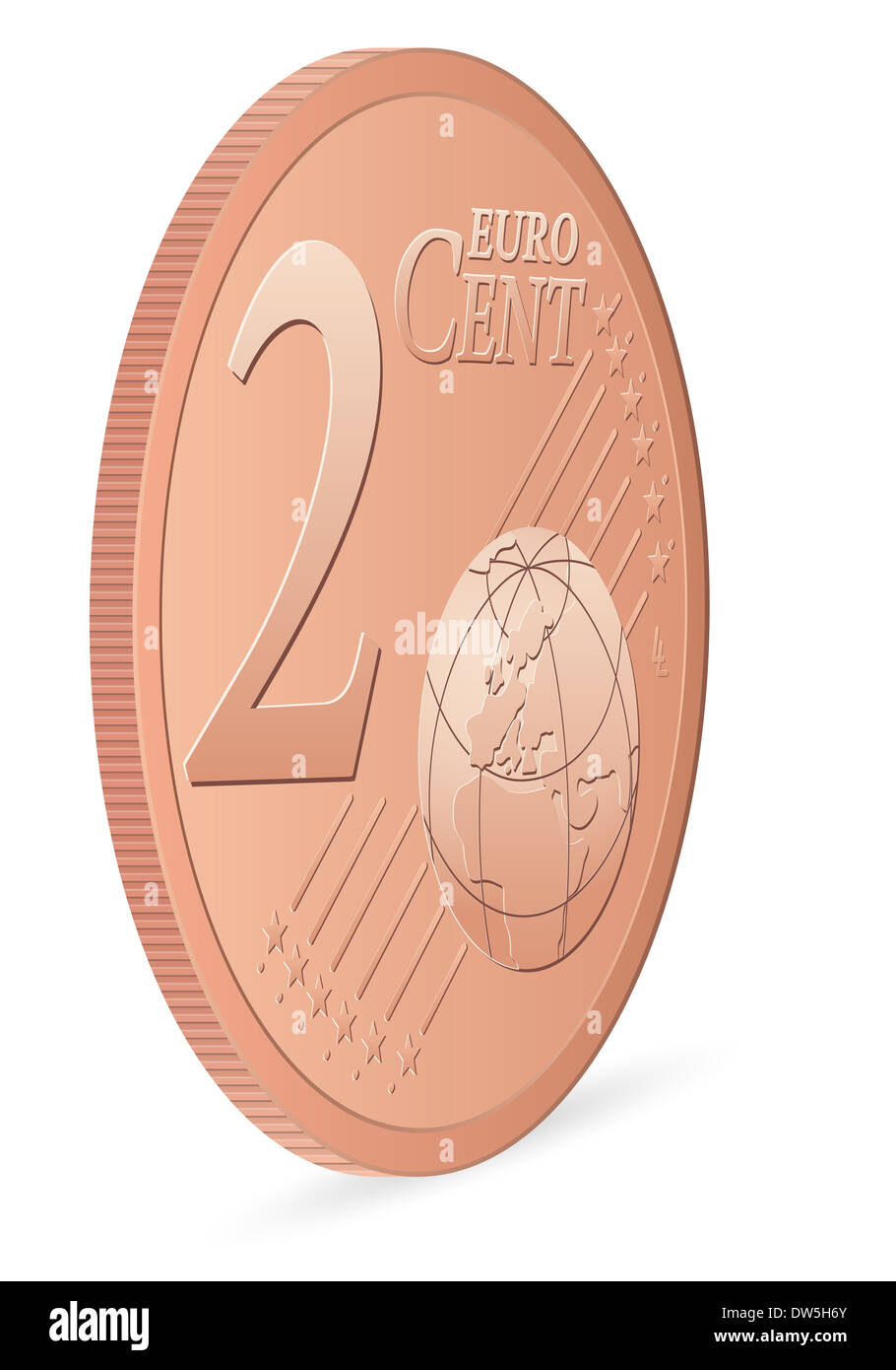 two euro cent coin on a white background. Vector illustration Stock ...
