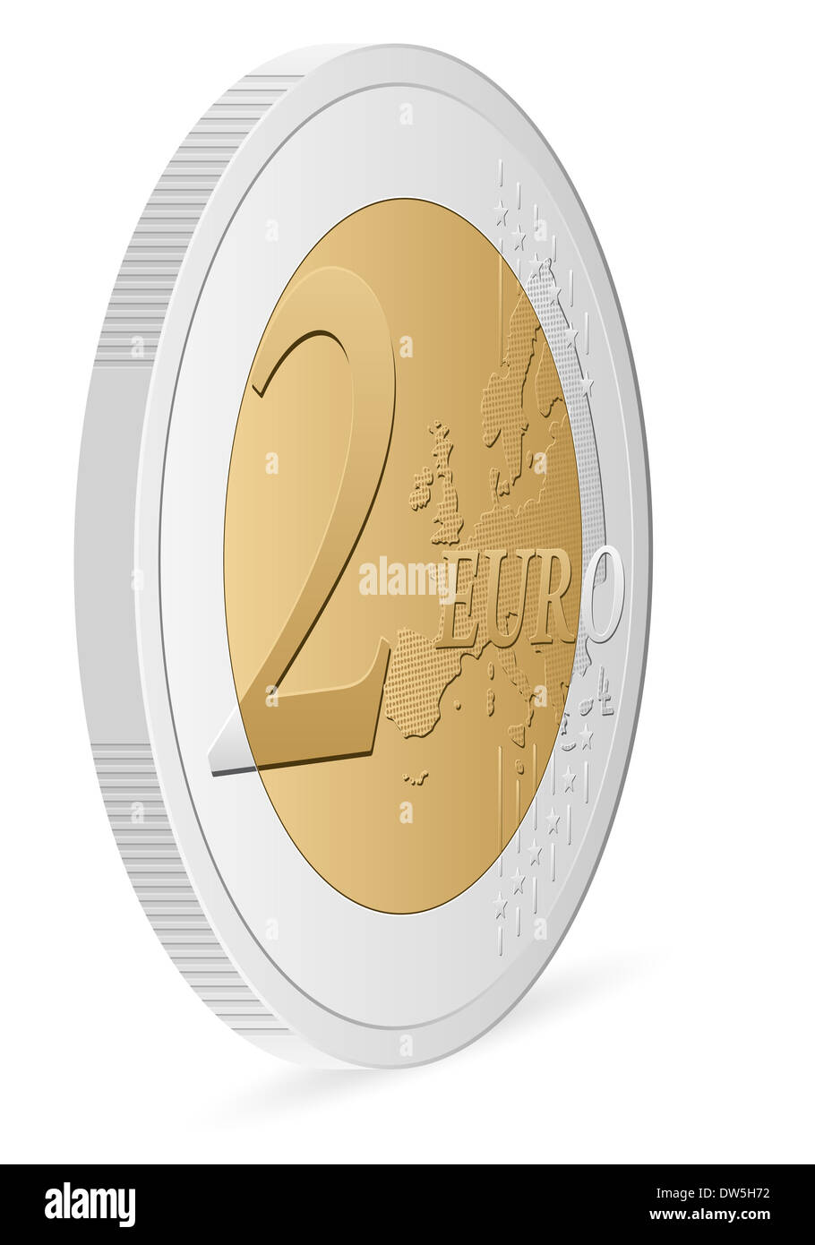 two euro coin on a white background. Vector illustration Stock Photo ...
