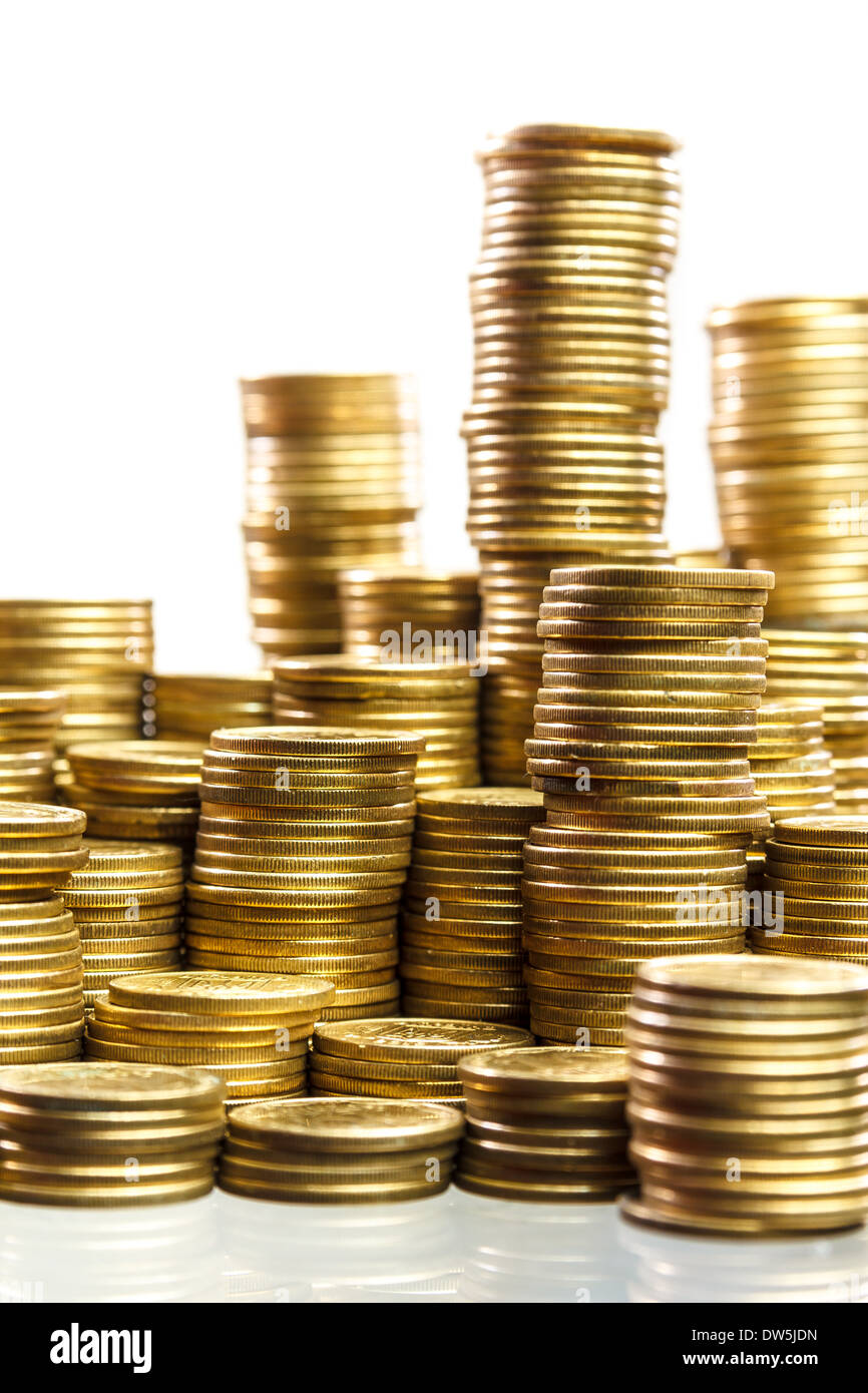 stacks of golden coins Stock Photo - Alamy