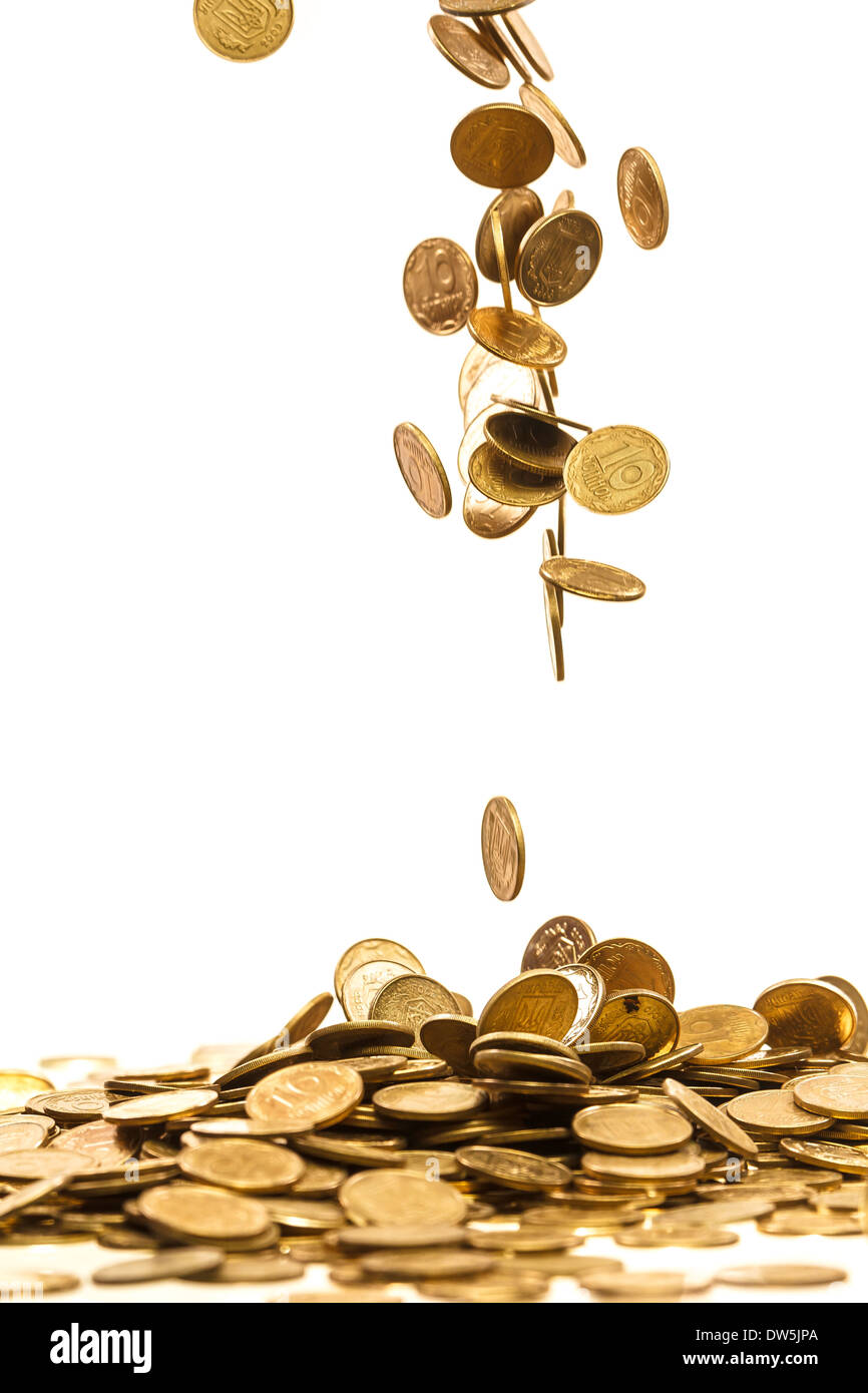 falling gold coins Stock Photo - Alamy