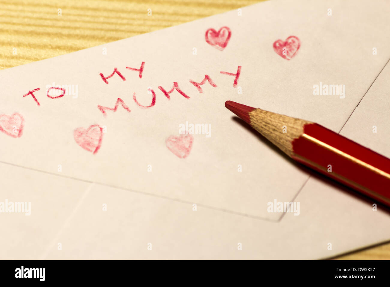 letter from a children to his mum for the mother's day Stock Photo - Alamy