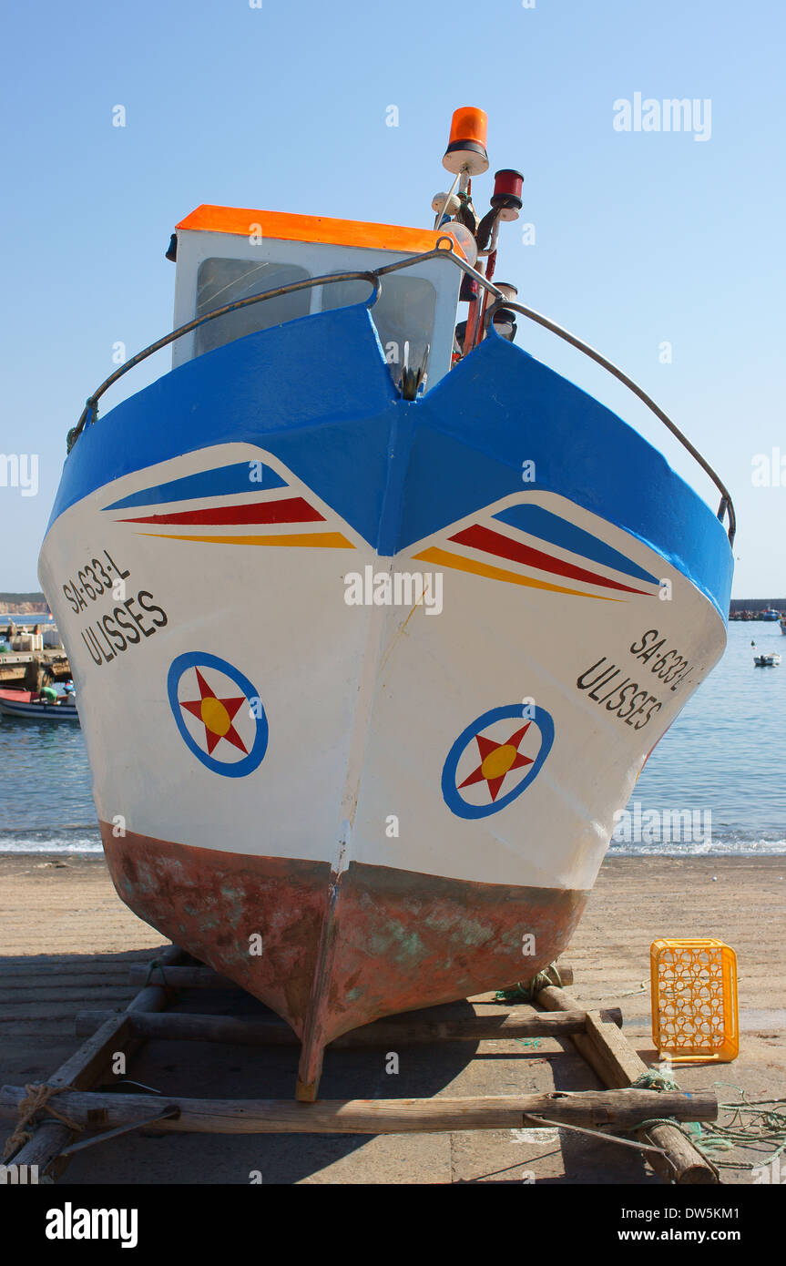Colorful old fishing boat Sagres Algarve Portugal Stock Photo - Alamy
