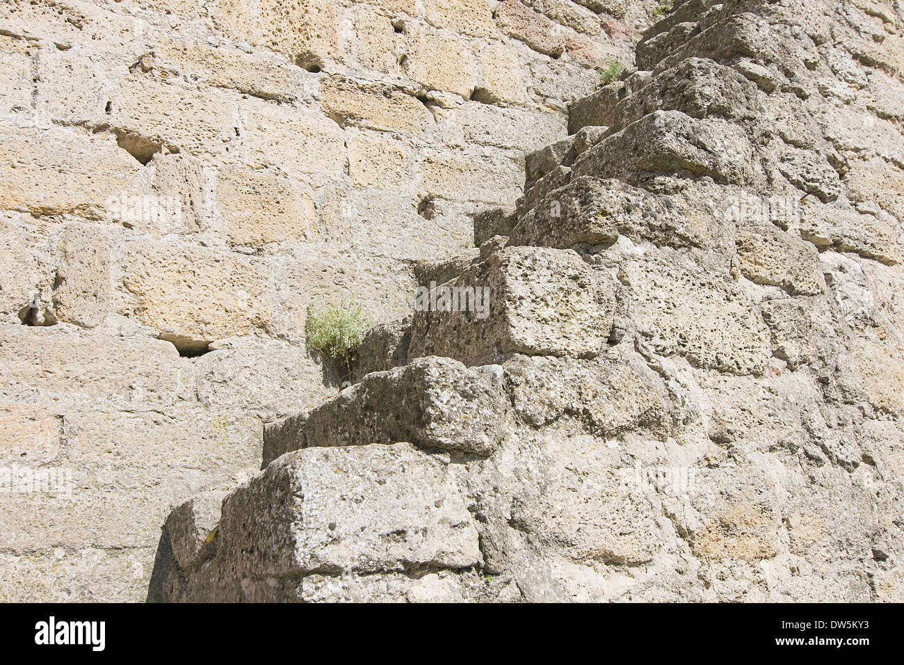 Stone ladder on an old medieval wall Stock Photo - Alamy